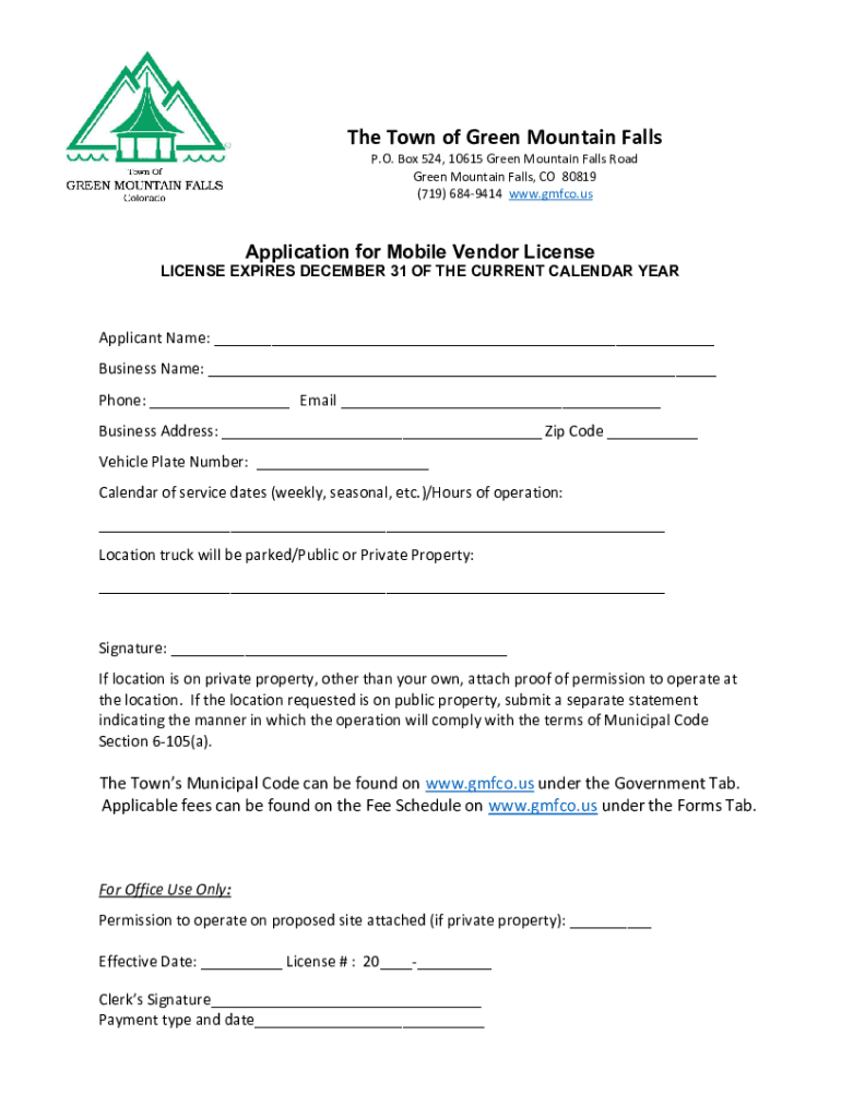 Fillable Online 2020 Mobile Vendor License Application Fax Email Print ...