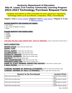 Technology Purchase Request - education ky Doc Template | pdfFiller