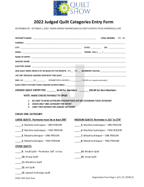 Fillable Online JUNIOR QUILT ENTRY FORM - Ozark Piecemakers Quilt Guild ...