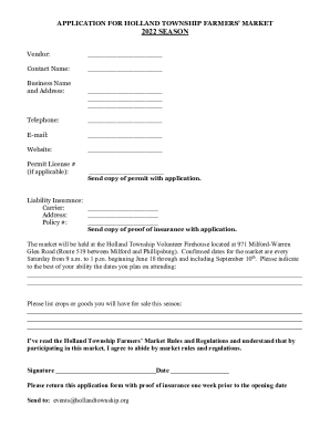 Fillable Online FARMERS MARKET - City of Marco Island Fax Email Print - pdfFiller