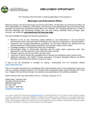 Fillable Online Job Title: Municipal Law Enforcement Officer lll (Field ... - oapso Fax Email ...