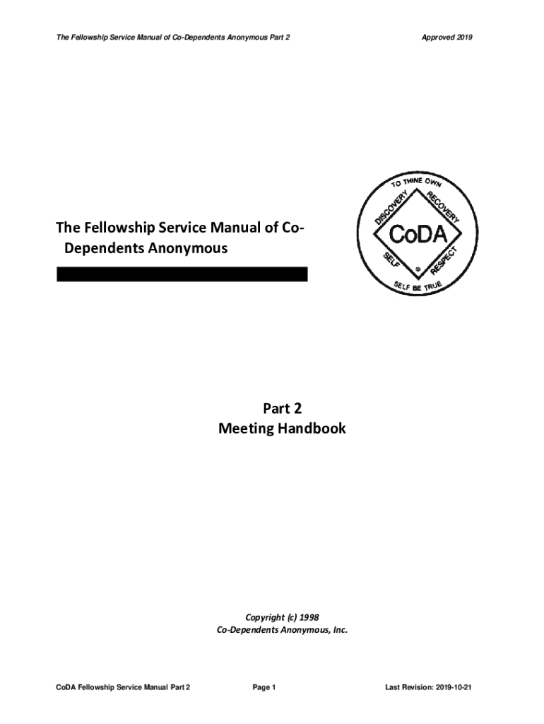 Fillable Online Fellowship Service Manual (CoDA Organization ...