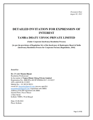 Fillable Online Detailed Invitation for Expression of Interest Fax ...