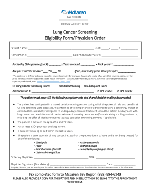 Fillable Online Lung Cancer Screening Eligibility Form/Provider Order ...