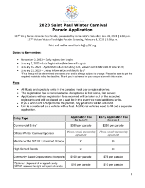 Fillable Online Parade Application Fax Email Print - pdfFiller