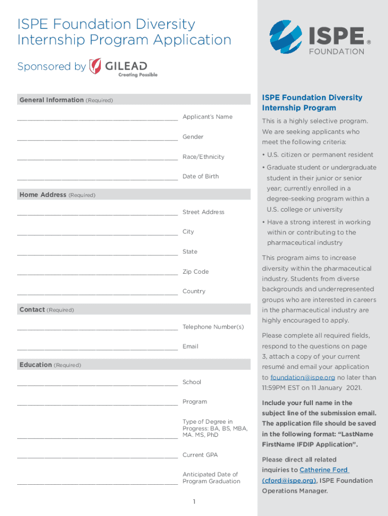 Fillable Online ISPE Briefs: ISPE Foundation Update - Diversity ...