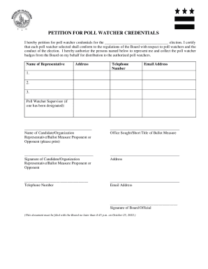 Fillable Online Poll Watcher Authorization Form Fax Email Print - pdfFiller