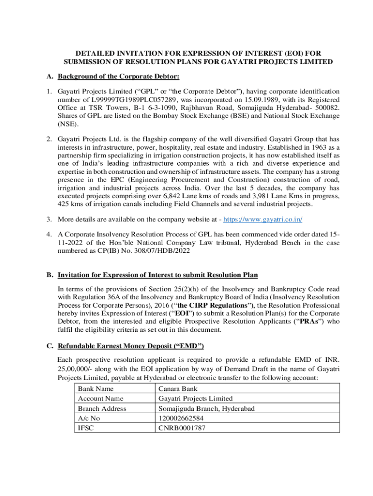 Fillable Online 1Page Detailed Invitation for Expression of Interest to ...