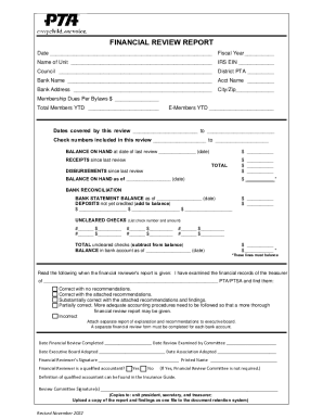Fillable Online PTA ANNUAL AUDIT/ FINANCIAL REVIEW FORM (PAGE 1 ... Fax ...