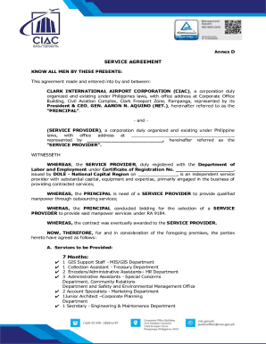 Fillable Online Annex D (Service Agreement) Fax Email Print - pdfFiller
