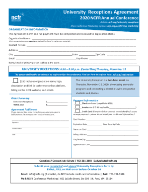 Fillable Online University Receptions Agreement 2022 NCFR Annual ... Fax Email Print - pdfFiller