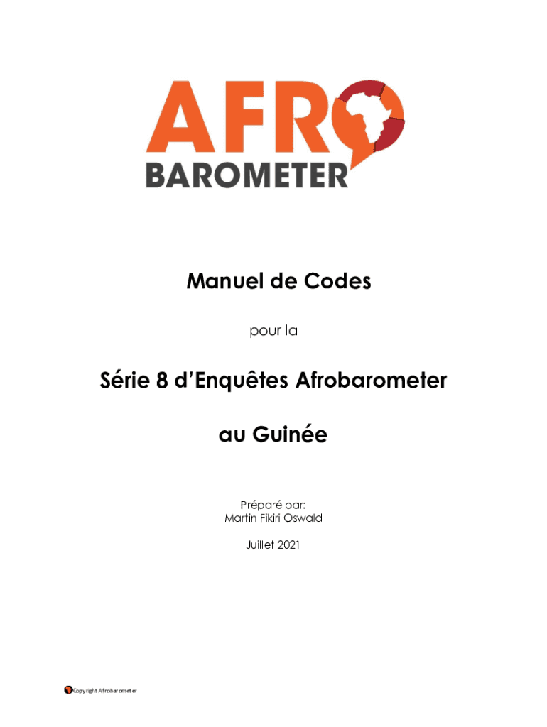 Afrobarometer Codebook - Remplir en ligne, Imprimé, Fillable, Vide | pdfFiller