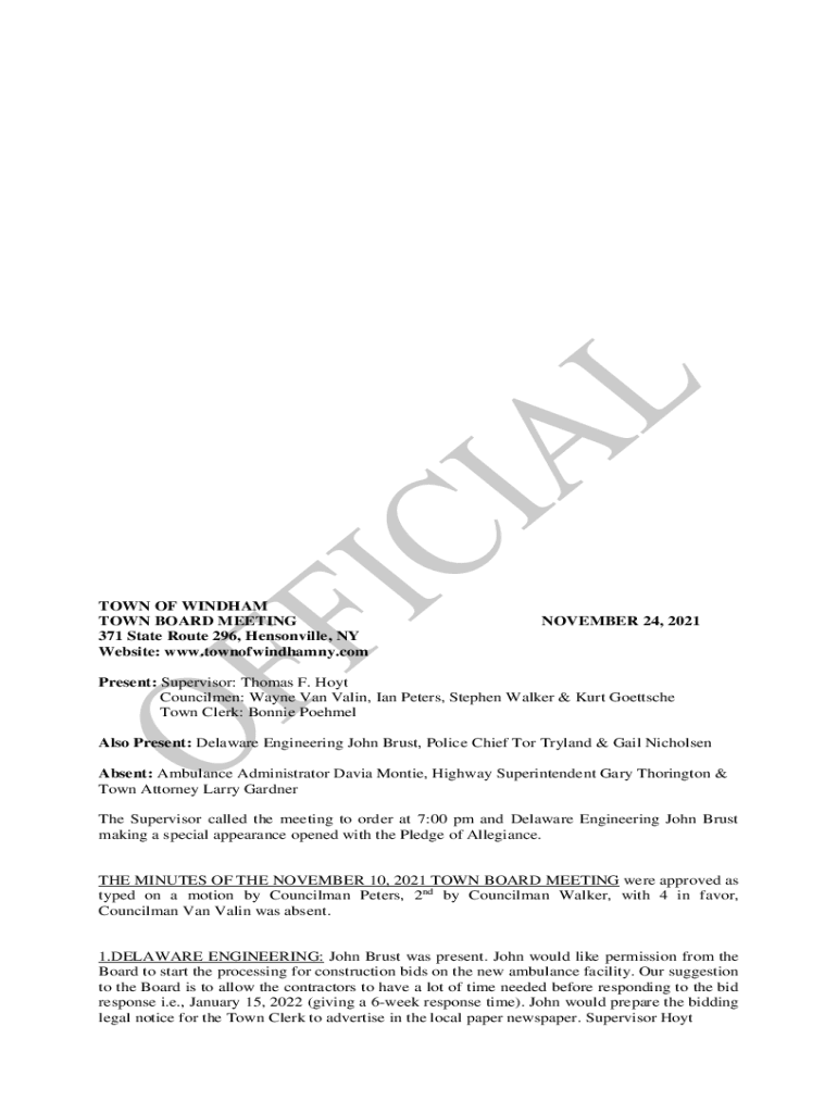 Fillable Online Also Present: Delaware Engineering John Brust, Police ...