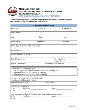 Fillable Online Griffin RESA Alternative Preparation for Educational Leadership Fax Email Print ...