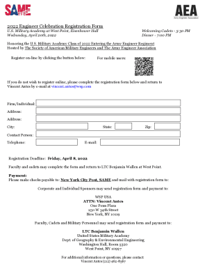 Fillable Online 2022 Engineer Celebration Registration Form Fax Email ...