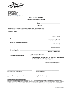 Fillable Online Development Form - Owner's Authorization Form Fax Email ...