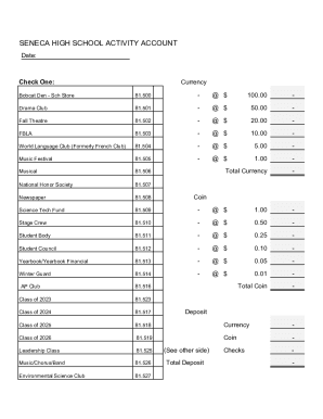 Fillable Online Activity Account Deposit Form - SHS.xlsx Fax Email ...