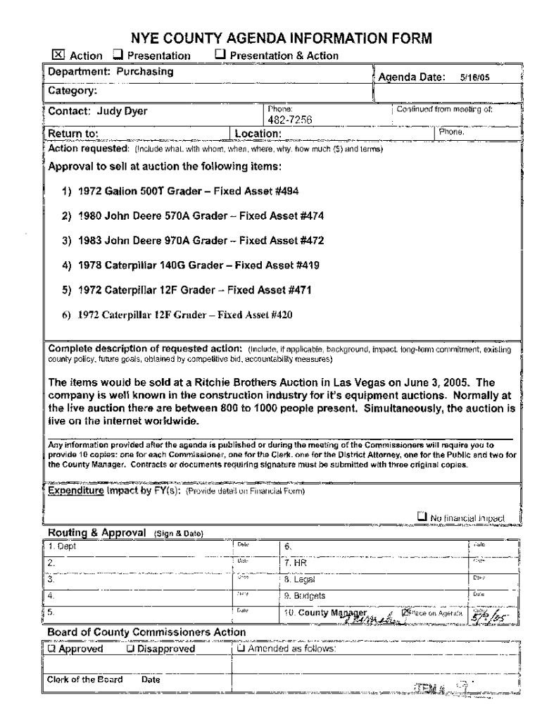 Fillable Online Nye County agenda information form Fax Email Print ...