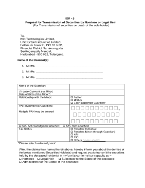 Fillable Online isr-5-request-transmission-securities-nominee-legal-heir.pdf Fax Email Print ...