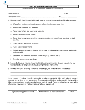 Fillable Online ZERO INCOME AFFIDAVIT Household Name:1. I Fax Email ...