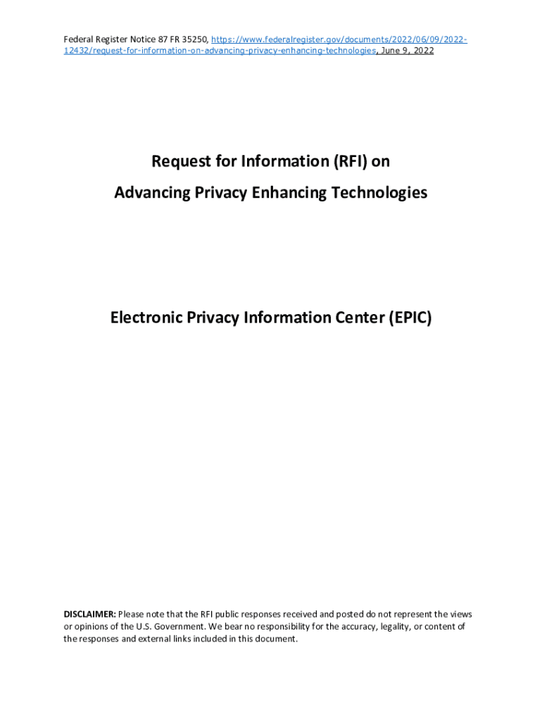 Fillable Online Request for Information (RFI) on Advancing Privacy ...