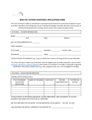 Fillable Online ZERO FEE TUITION ASSISTANCE APPLICATION FORM Fax Email ...