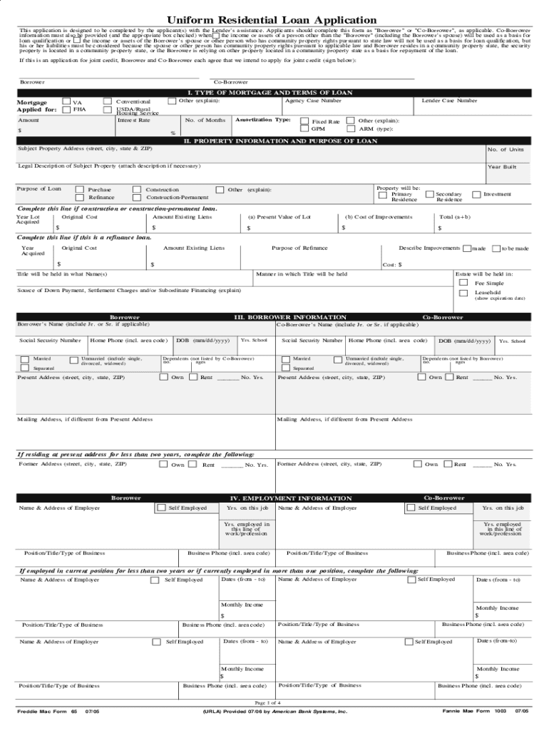 Fillable Online Fillable Online Uniform Residential Loan Application Uniform ... Fax Email Print ...