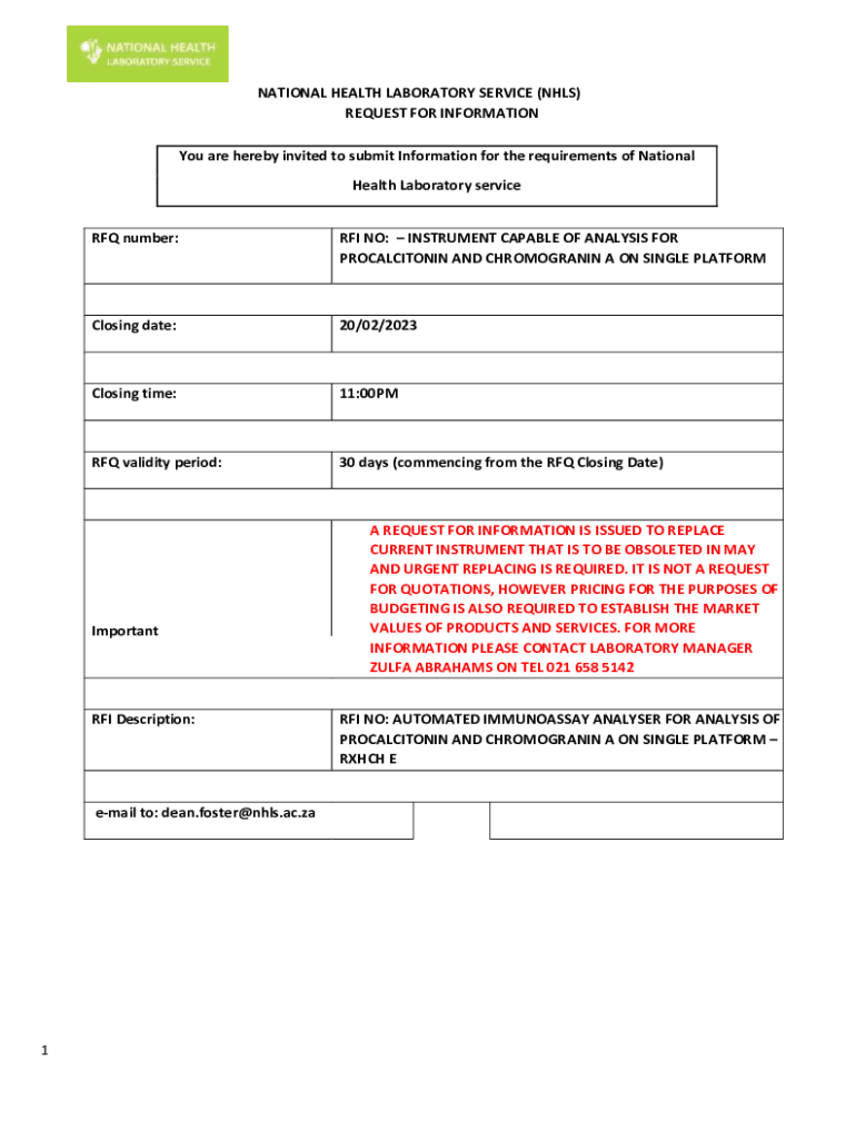 Fillable Online NATIONAL HEALTH LABORATORY SERVICE (NHLS ... - Issuu ...