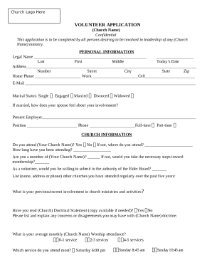 Children's Ministry Leader Application - Summit Life Church Doc ...