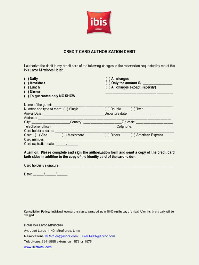 Fillable Online CREDIT CARD AUTHORIZATION DEBIT Fax Email Print - pdfFiller