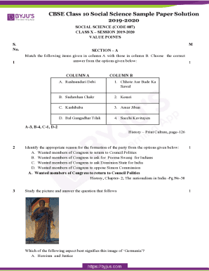 Fillable Online CBSE Class 10 Marking Scheme for Social Science Sample ...