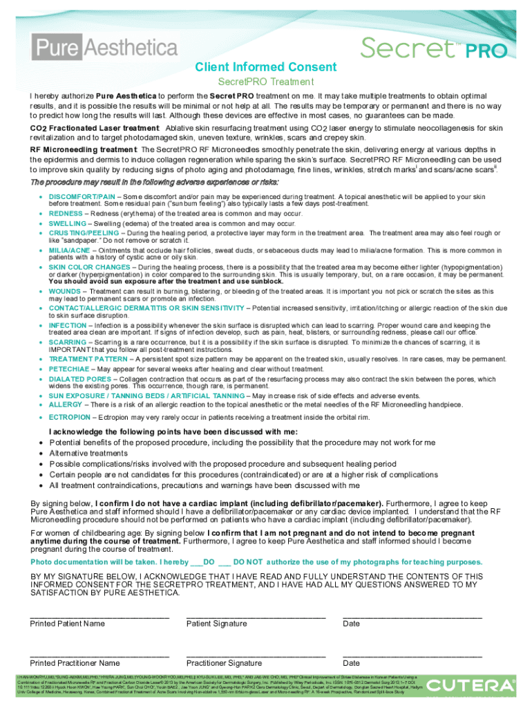 Fillable Online patient informed consent form for treatment of secret ...