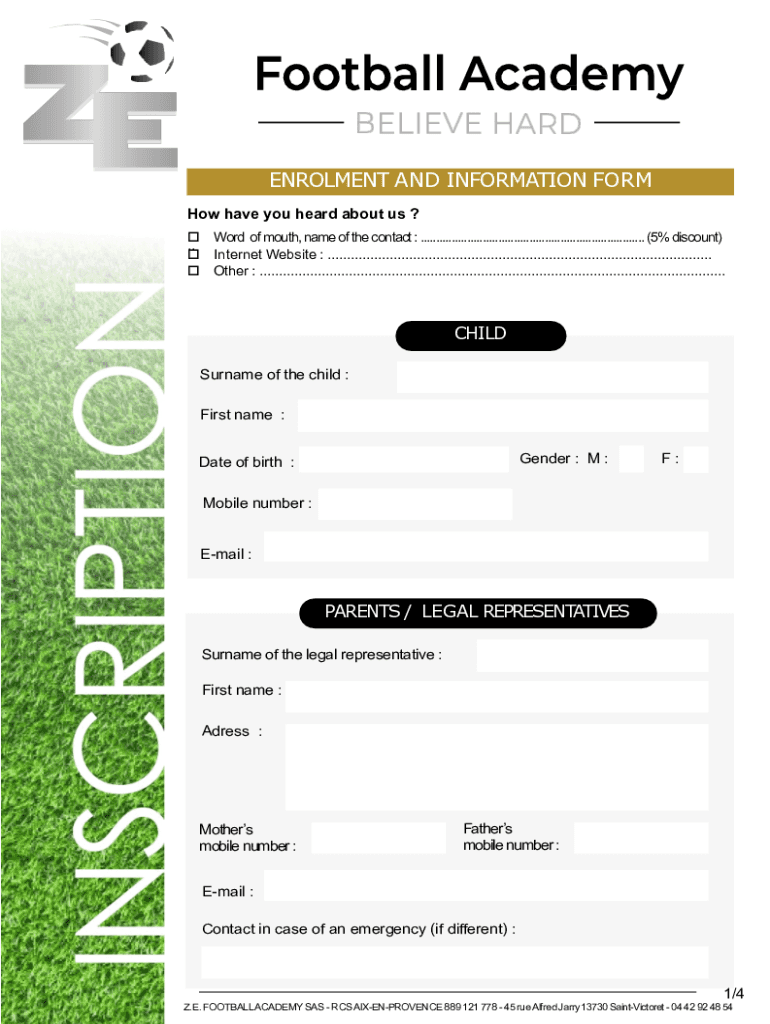 Fillable Online ENROLMENT AND INFORMATION FORM Fax Email Print - pdfFiller