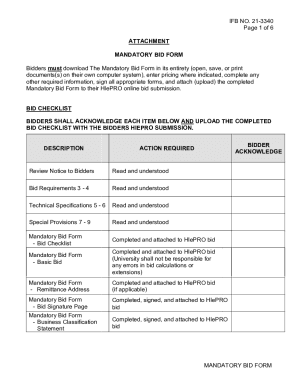 Fillable Online BidNet - Attachment 2 Bid/Bidder Certification Sheet ...