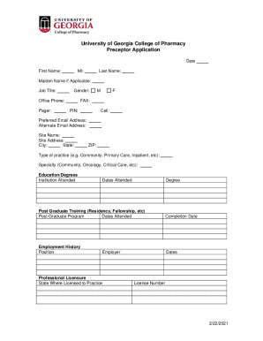 Fillable Online Information for Preceptors at the University of Saint ...