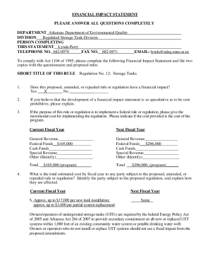Fillable Online FINANCIAL IMPACT STATEMENT.doc Fax Email Print - pdfFiller