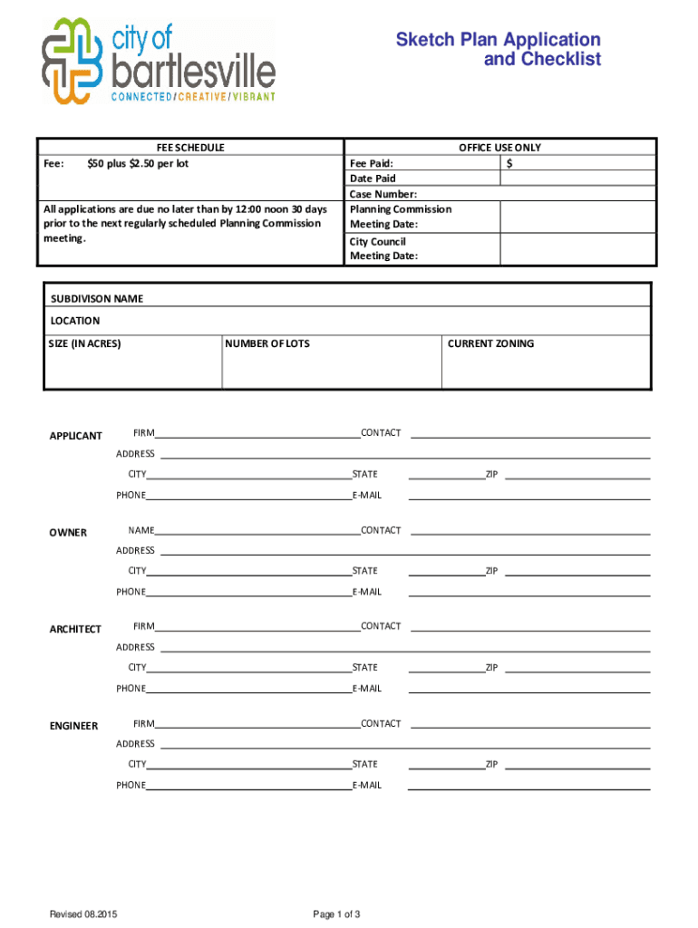Fillable Online Sketch Plan Checklist w/ Development Review Application ...