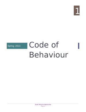 The Code of Behaviour Corpus Christi Girls' National School Doc Template | pdfFiller