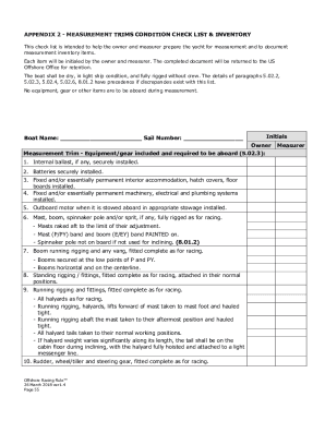 Fillable Online APPENDIX 2 - MEASUREMENT TRIMS CONDITION CHECK LIST ...
