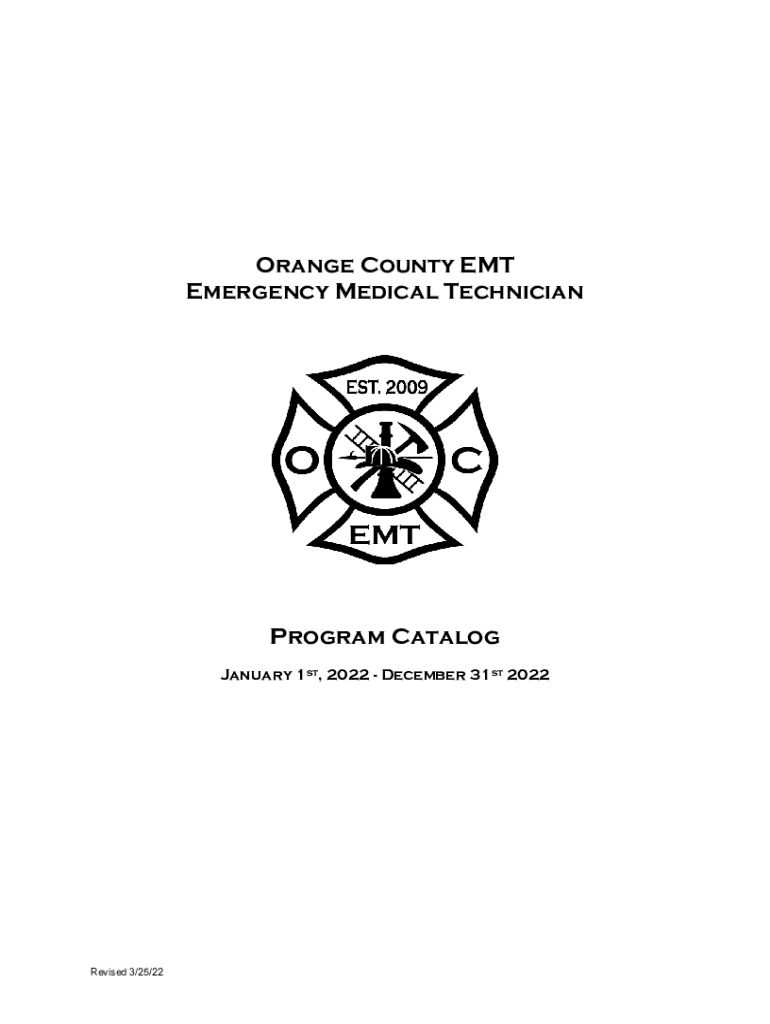Fillable Online Orange County EMT Emergency Medical Technician Program ...