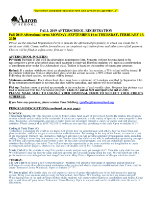 Fillable Online Before and After School Program 2019/2020 Registration ...