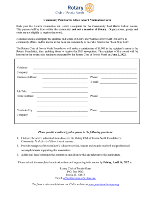 Fillable Online Community Paul Harris Fellow Award Nomination Form Each year ... Fax Email Print ...