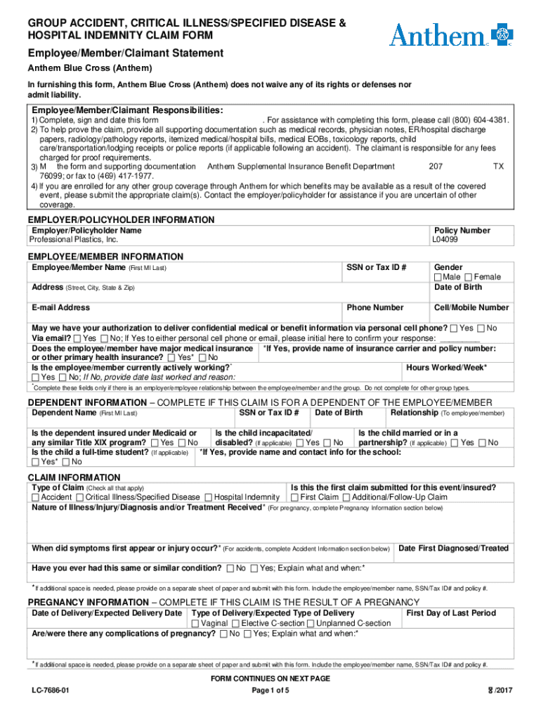 Fillable Online GROUP ACCIDENT, CRITICAL ILLNESS/SPECIFIED DISEASE ...