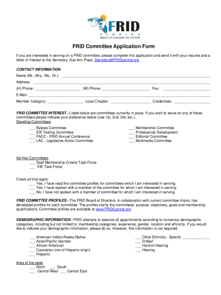 Fillable Online fridcentral wildapricot GREEN ADVISORY COMMITTEE ...