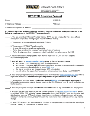 Fillable Online OPT STEM Extension Request - UCCS Fax Email Print - pdfFiller