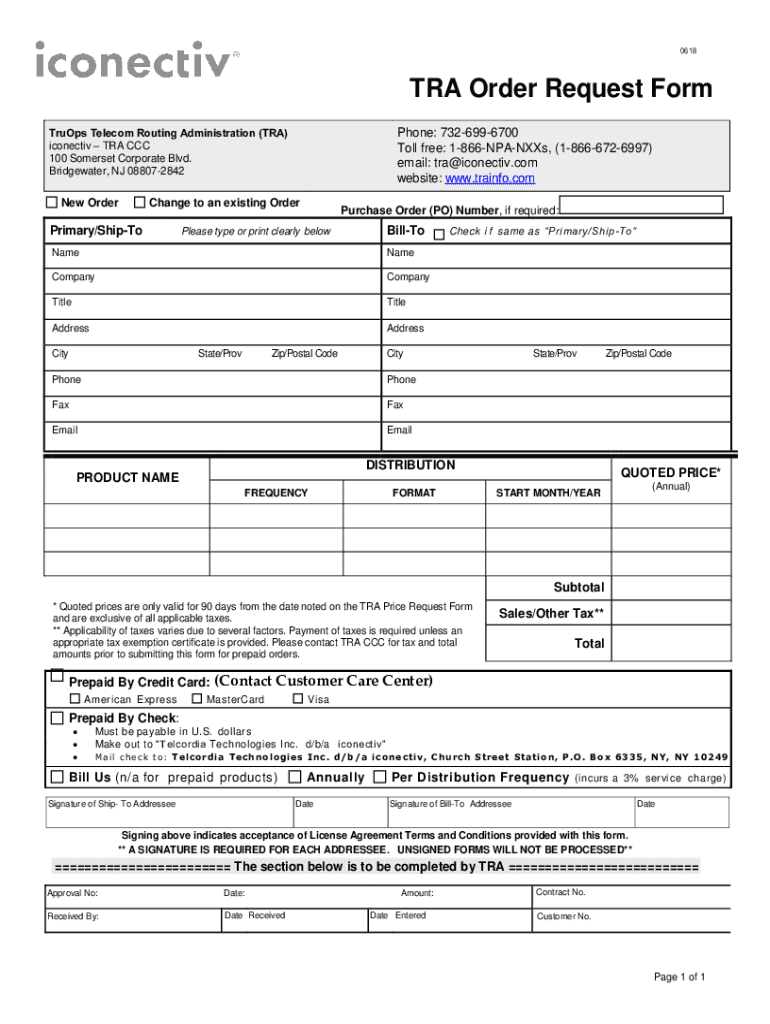 Fillable Online TruOps Telecom Routing Administration (TRA) - Fair Share Plan Fax Email Print ...