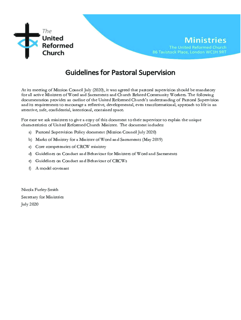 Fillable Online Guidelines for Pastoral Supervision - West Midlands ...