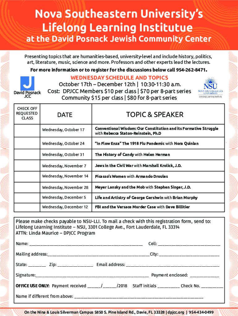 Fillable Online Debbie Hochman - Director, Lifelong Learning Institute Fax Email Print - pdfFiller