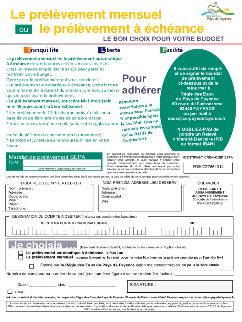 Remplissable En Ligne Si j'opte pour le prlvement automatique de ma CFE ...