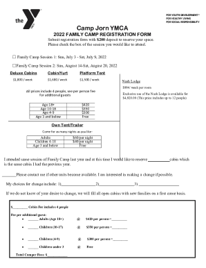 Fillable Online Resident Camp Forms - Camp Jorn YMCA Fax Email Print ...